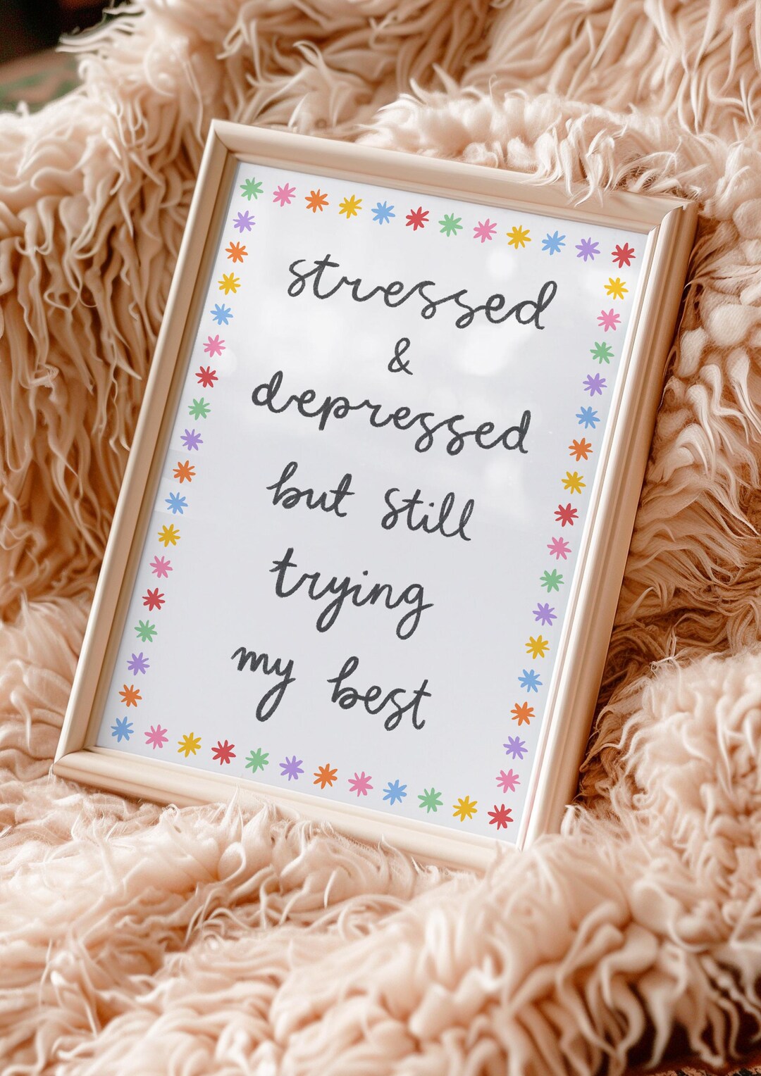 Stressed and Depressed Wall Art DIGITAL DOWNLOAD | Funny Colourful Wall ...