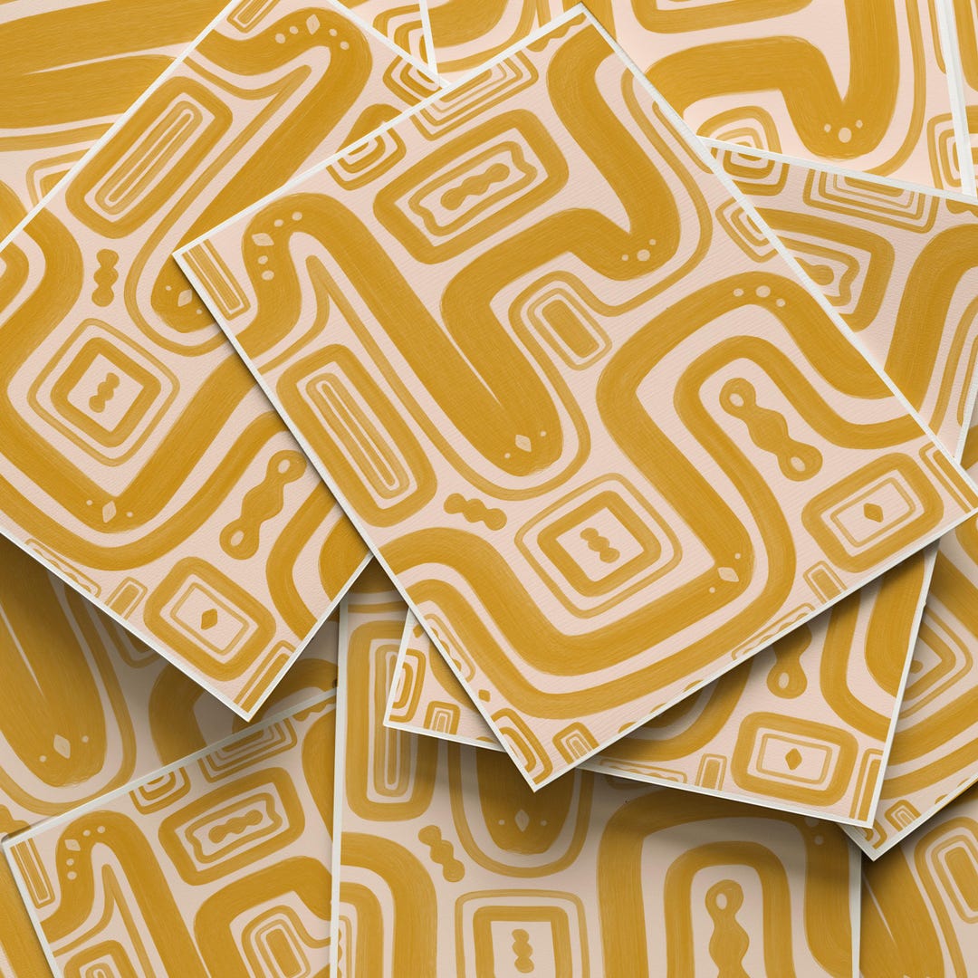 Warm Yellow Modern Art Print DIGITAL DOWNLOAD | Mustard Line Art Print ...