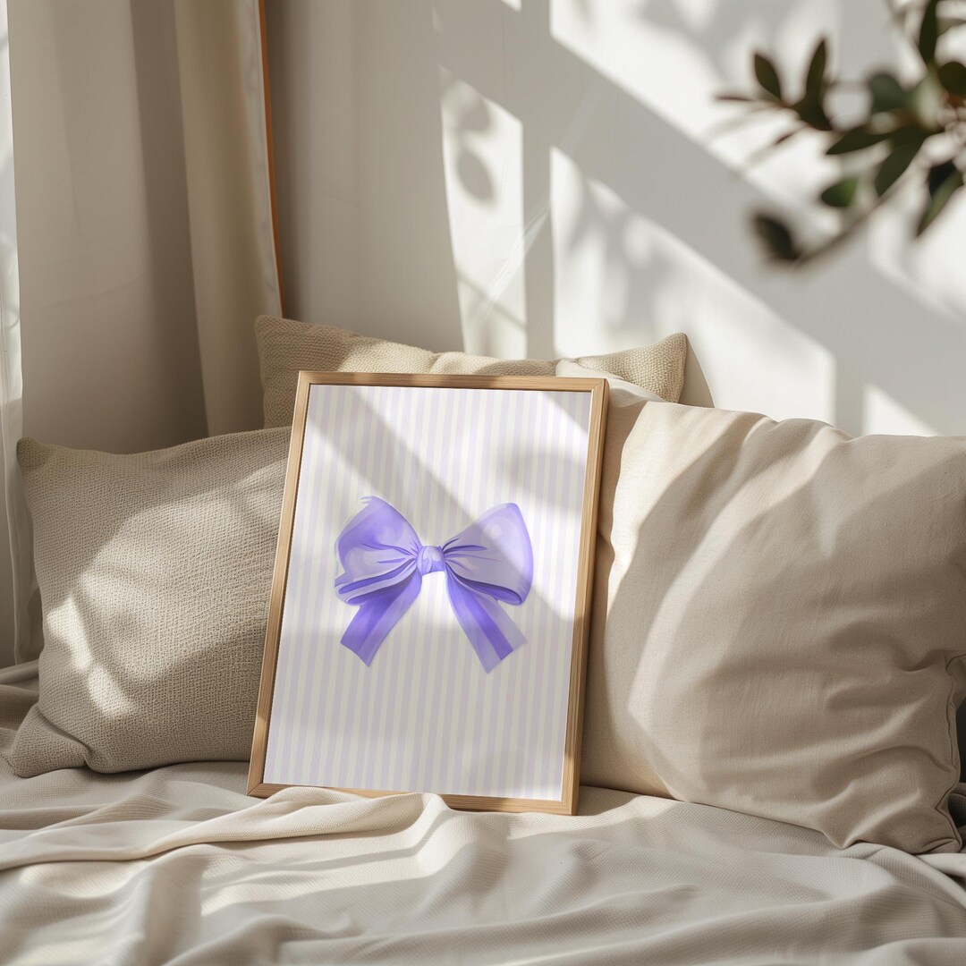 Lilac Preppy Bow Print DIGITAL | Lavender Ribbon Print, Aesthetic ...