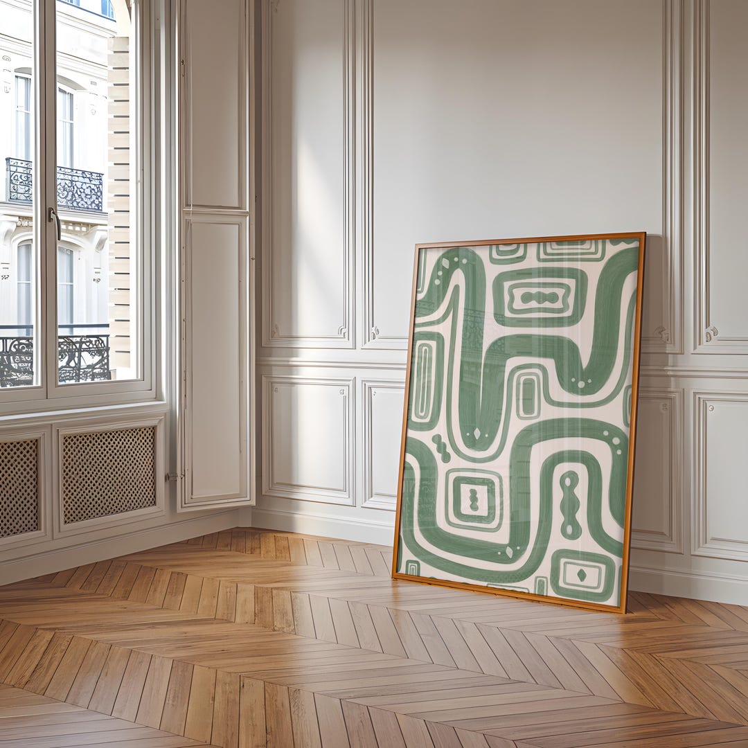 Sage Green Abstract Line Art Print DIGITAL DOWNLOAD | Aesthetic Sage ...