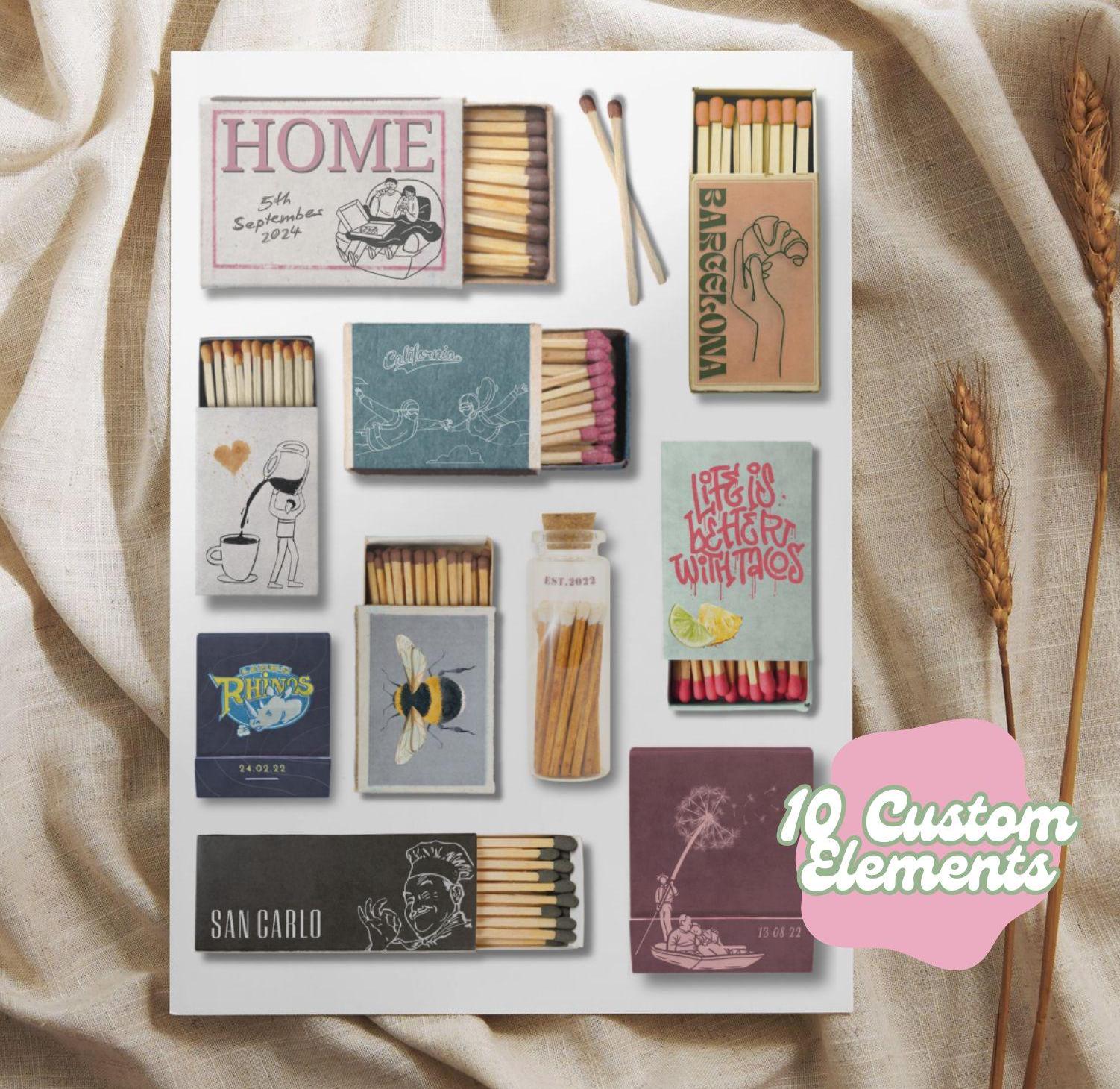 CUSTOM MATCHBOOK ART | Personalized Digital Matchbox Gift | Large ...