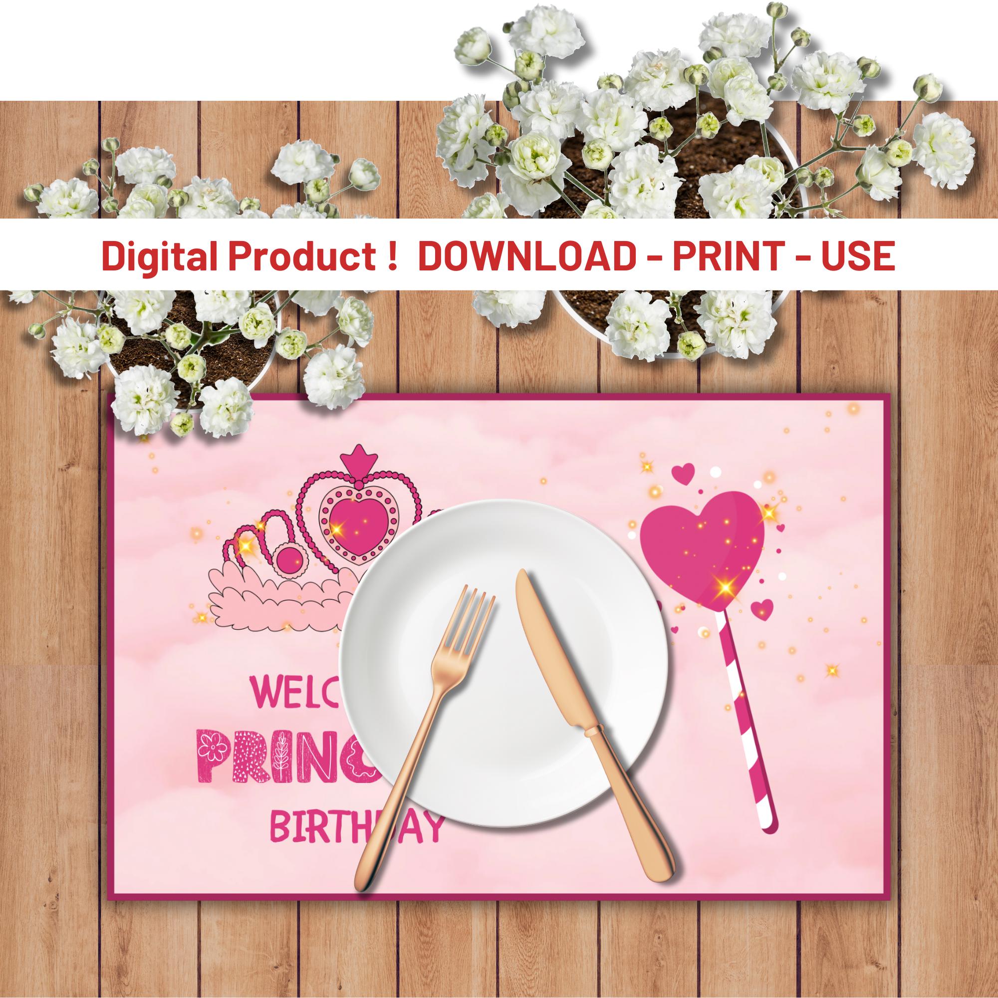 Princess-themed Printable Placemat | Party - Birthday Table Decor | A3 ...