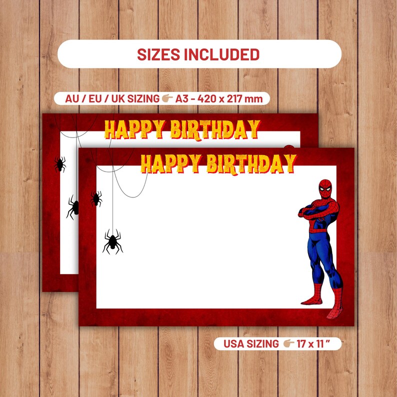 Printable Spiderman Birthday Digital Placemat A3/17x11 Inches Party ...