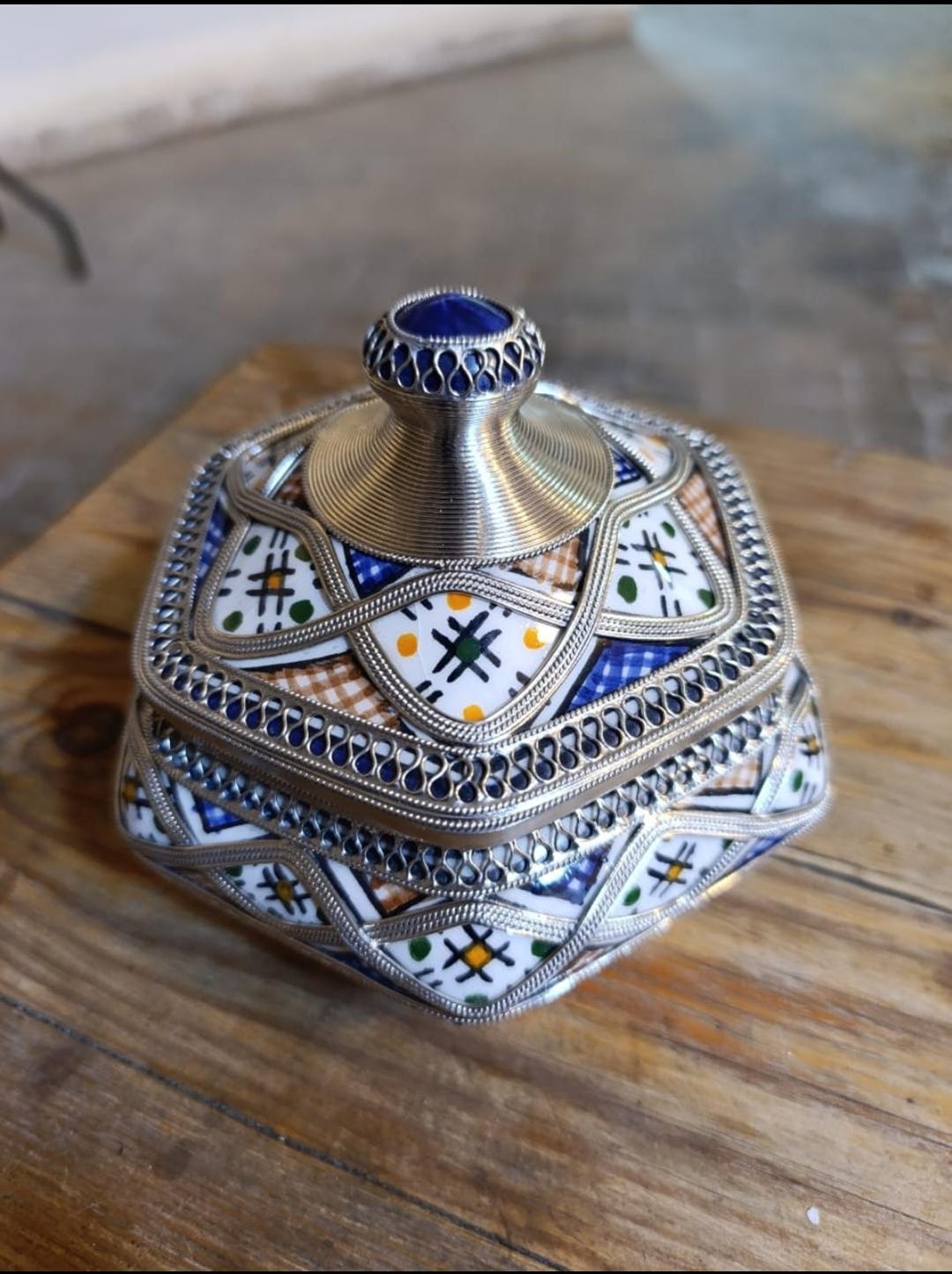 Handmade Moroccan Ceramic Jewelry Box With Metal Accents – Decorative ...