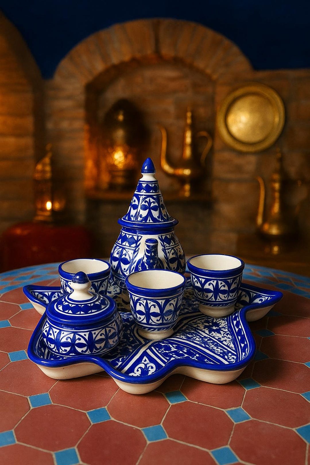 Hand-painted Moroccan Tea Set: Traditional Ceramic Pottery - Etsy