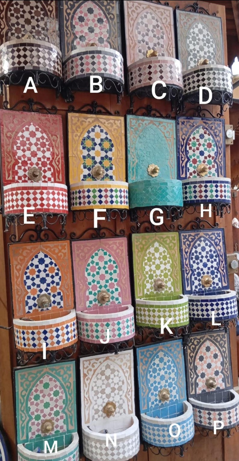 Morrocan Mosaic Tile Fountin - Fountain With Geometric Zellige Tilework ...