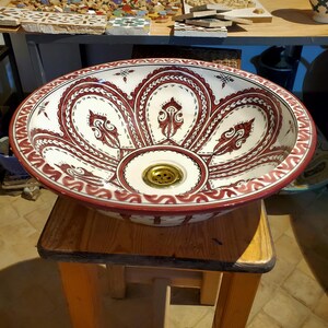 Handmade Moroccan Ceramic Sink: Round Pottery Washbasin, Bathroom ...