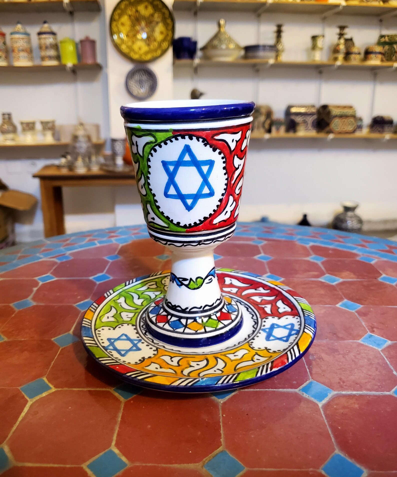 Hand-painted Moroccan Kiddush Cup Set: Star of David, Nickel Silver - Etsy
