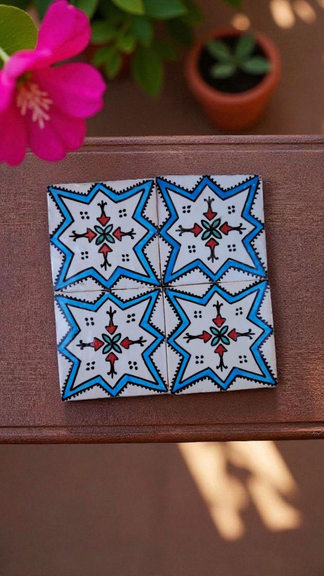Hand-painted Moroccan Ceramic Tile – Decorative Wall Art (10x10 Cm ...