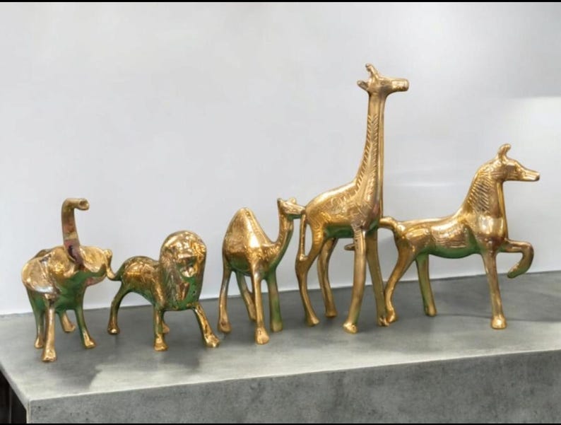 Handmade Moroccan Brass Animal Figurines Set – African Safari Decor ...