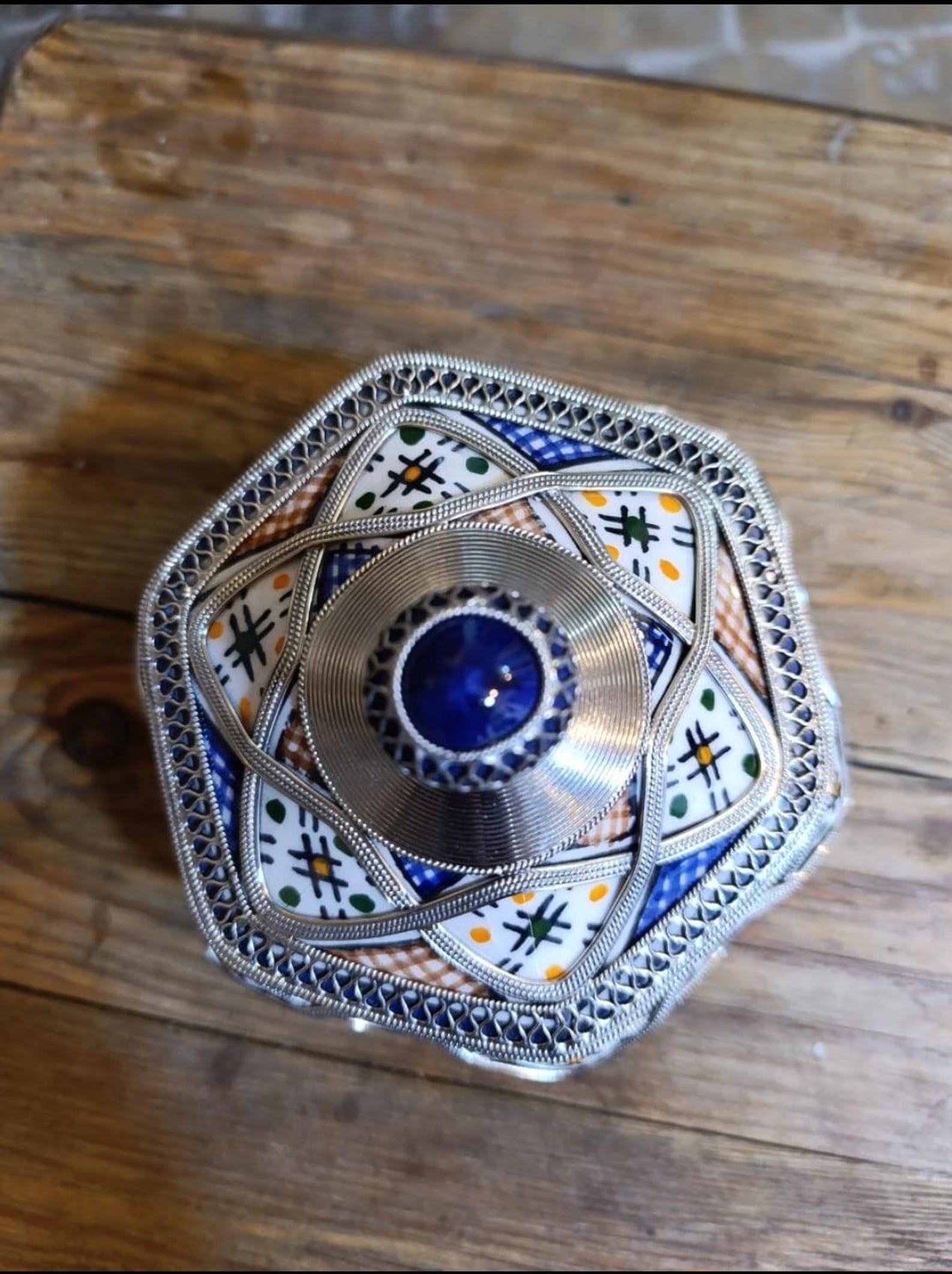 Handmade Moroccan Ceramic Jewelry Box With Metal Accents – Decorative ...