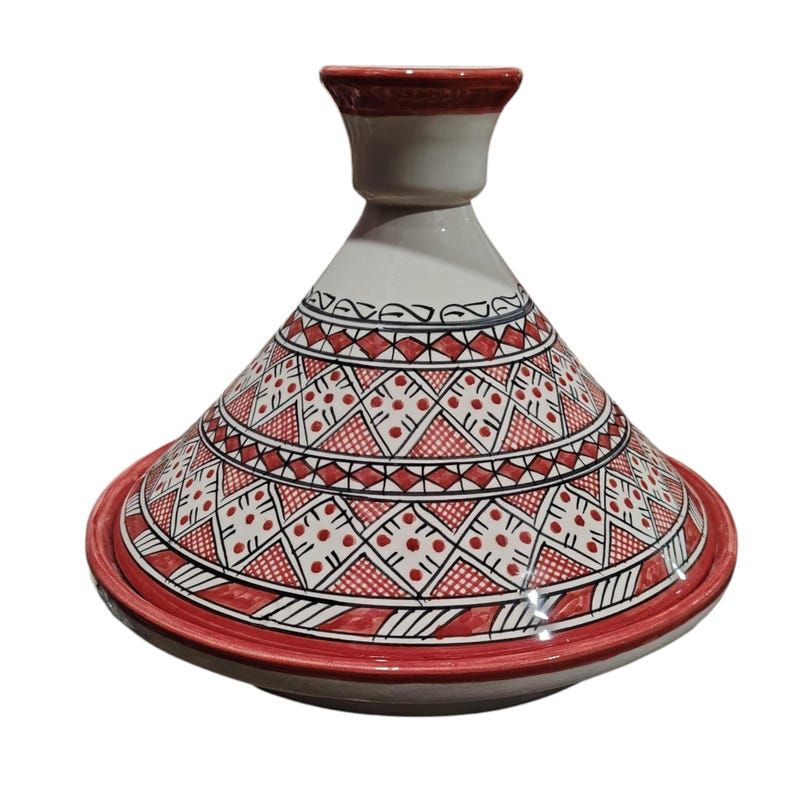 Authentic Moroccan Clay Tagine for Cooking and Decorative Red White ...
