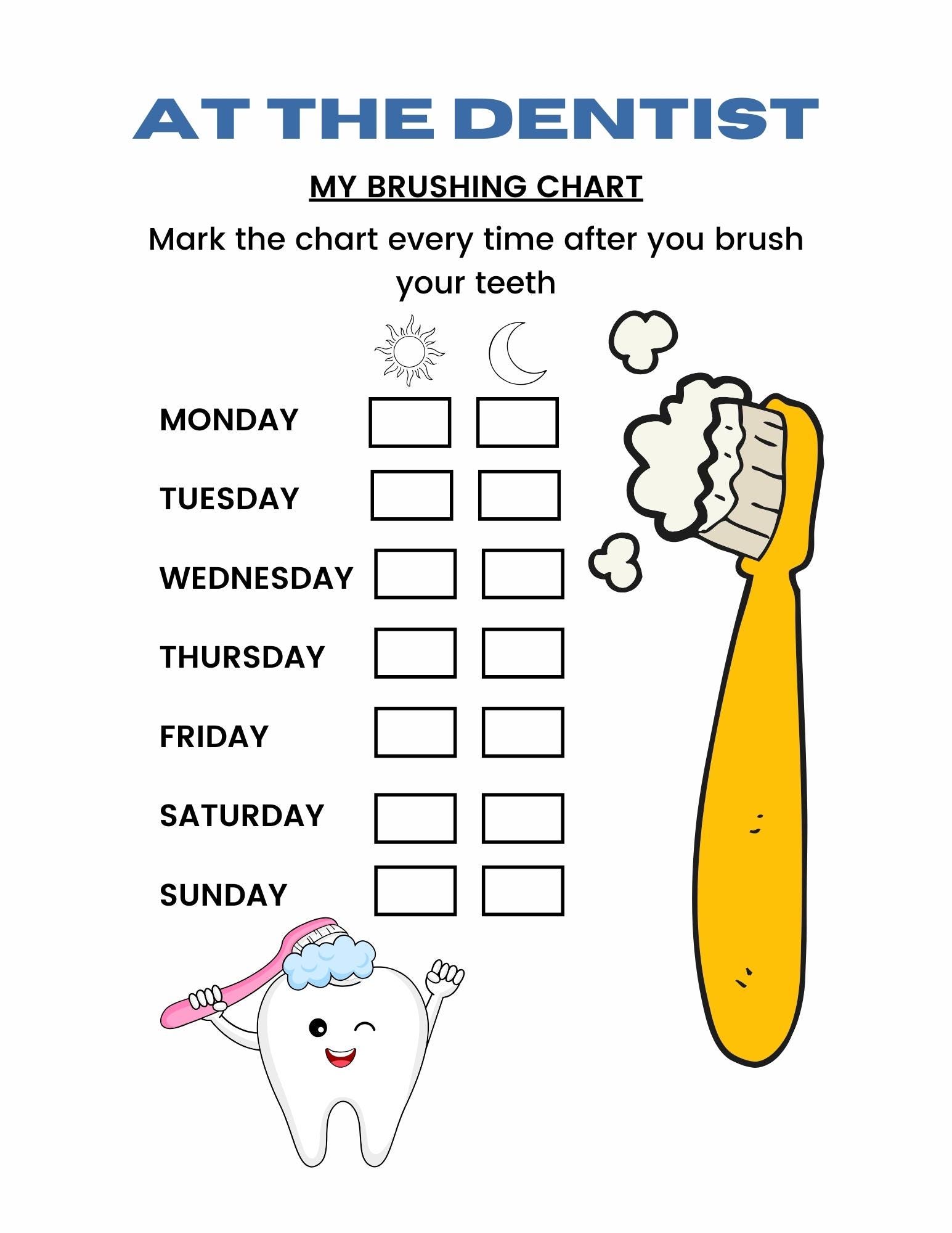 My Teeth Brushing Chart - Etsy