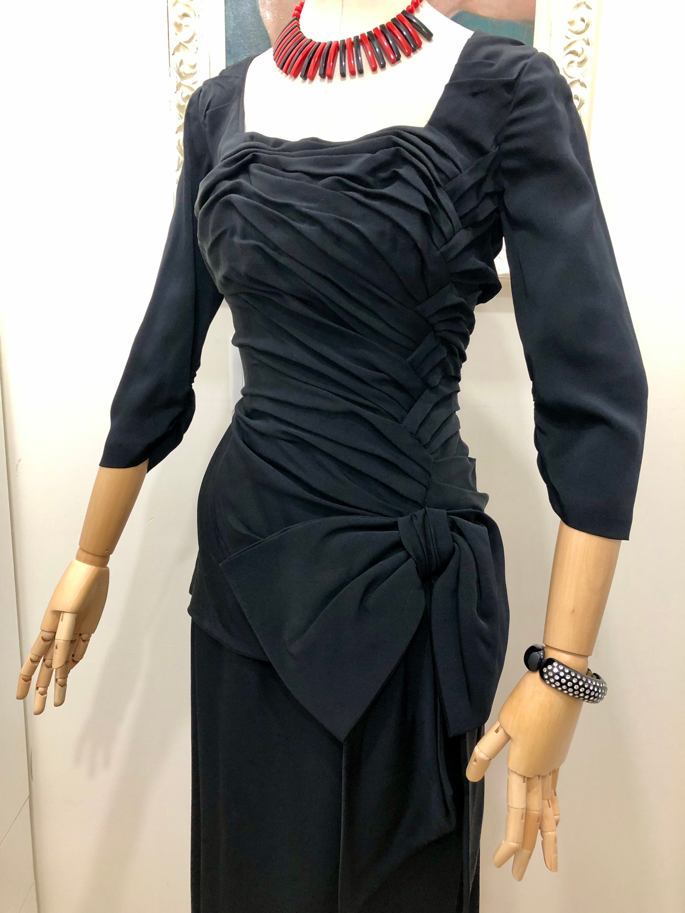 Vamp Vintage 50s Curve Hugging Little Black Dress Ruched - Etsy