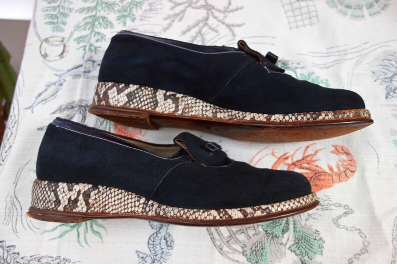 Vintage 40s CC41 Utility Marked Blue Suede Shoes Wood Sole - Etsy