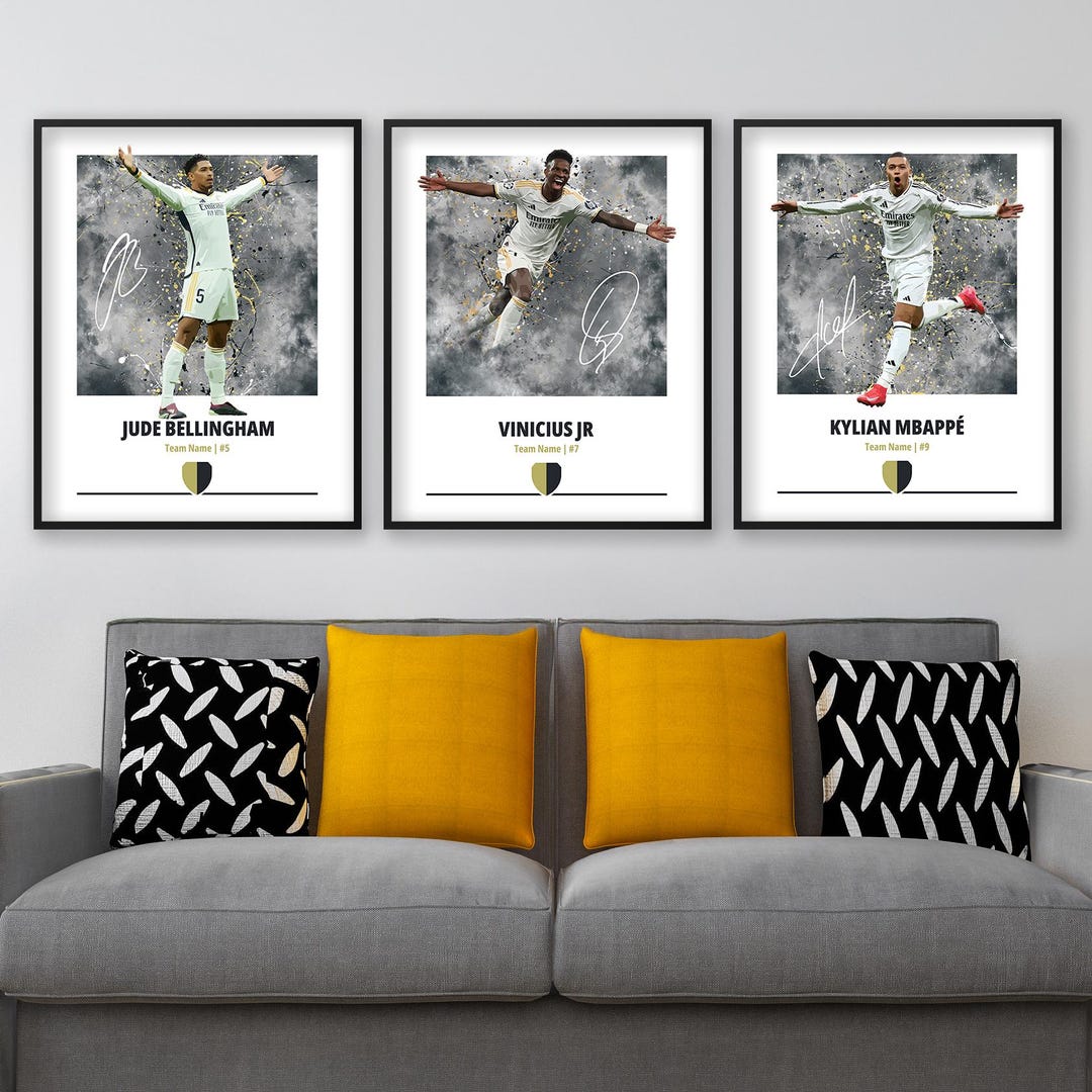 Football Poster Bundle: Bellingham, Mbappe, Vinicius Jr, Ronaldo - Etsy
