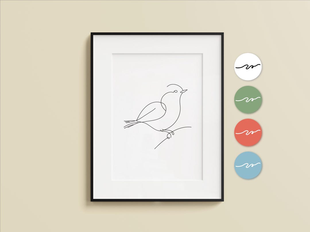 Minimalist Bird Line Art - Graceful Perching Bird Illustration | Modern ...