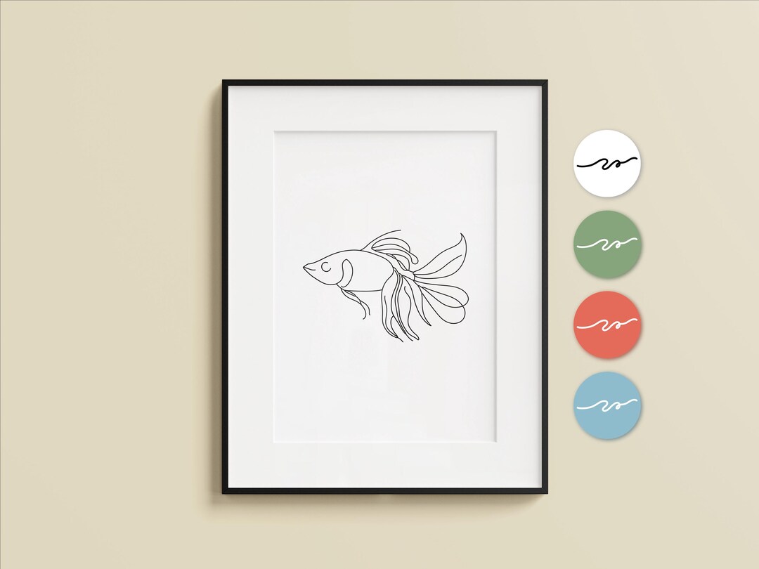 Minimalist Betta Fish Line Art - Graceful Aquatic Illustration | Modern ...