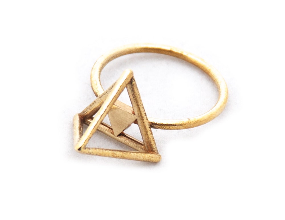 Tetrahedron Ring Triangle Ring Sacred Geometry 3D - Etsy