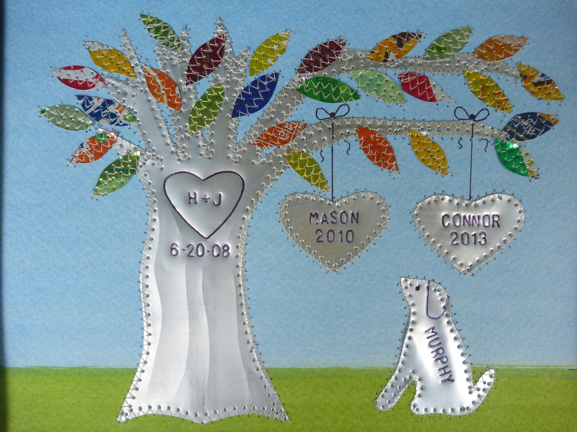 Tin Year Anniversary Gift, Tin, 10 Year Anniversary Gift, Family Tree ...