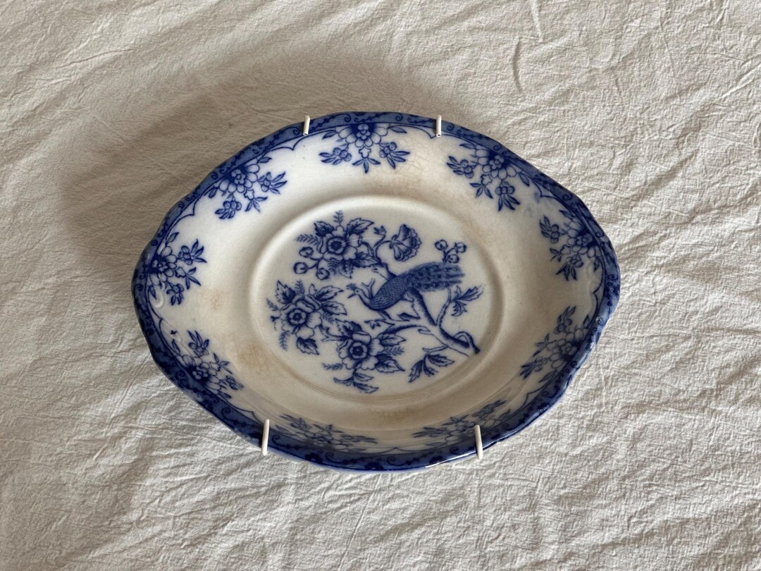 Antique Flow Blue Canton Dinner Plate 19th Century Blue and White ...