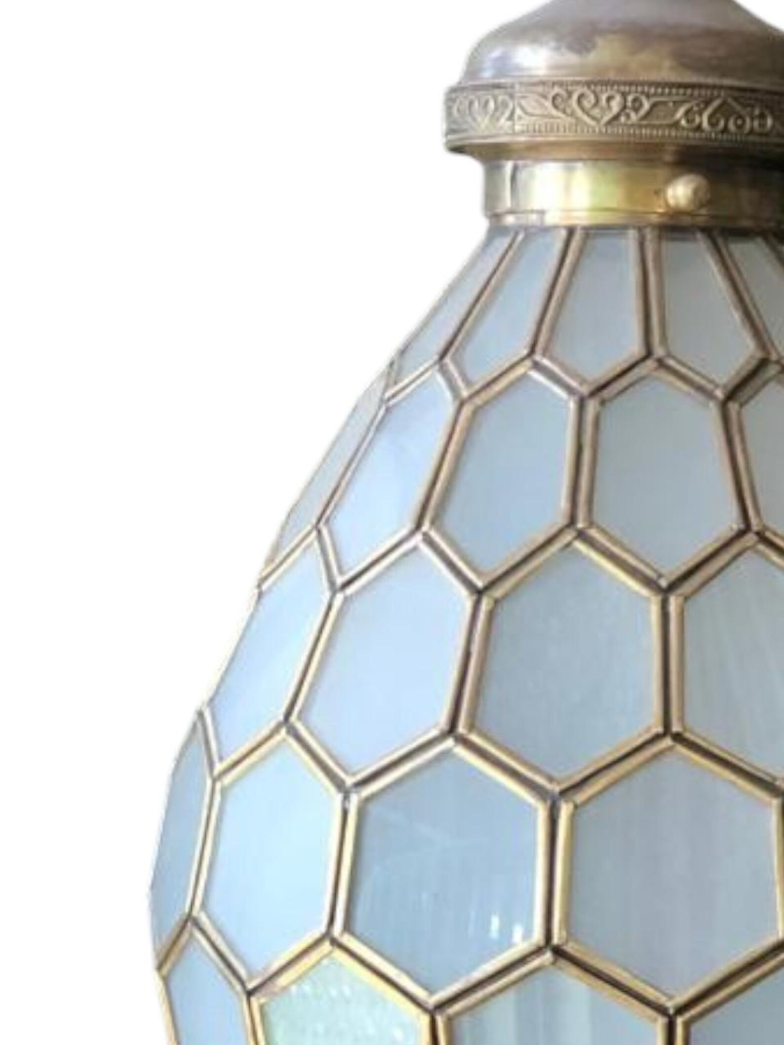 Handcrafted Moroccan Milky Lamp – Brass Light Fixture, Milk Glass ...