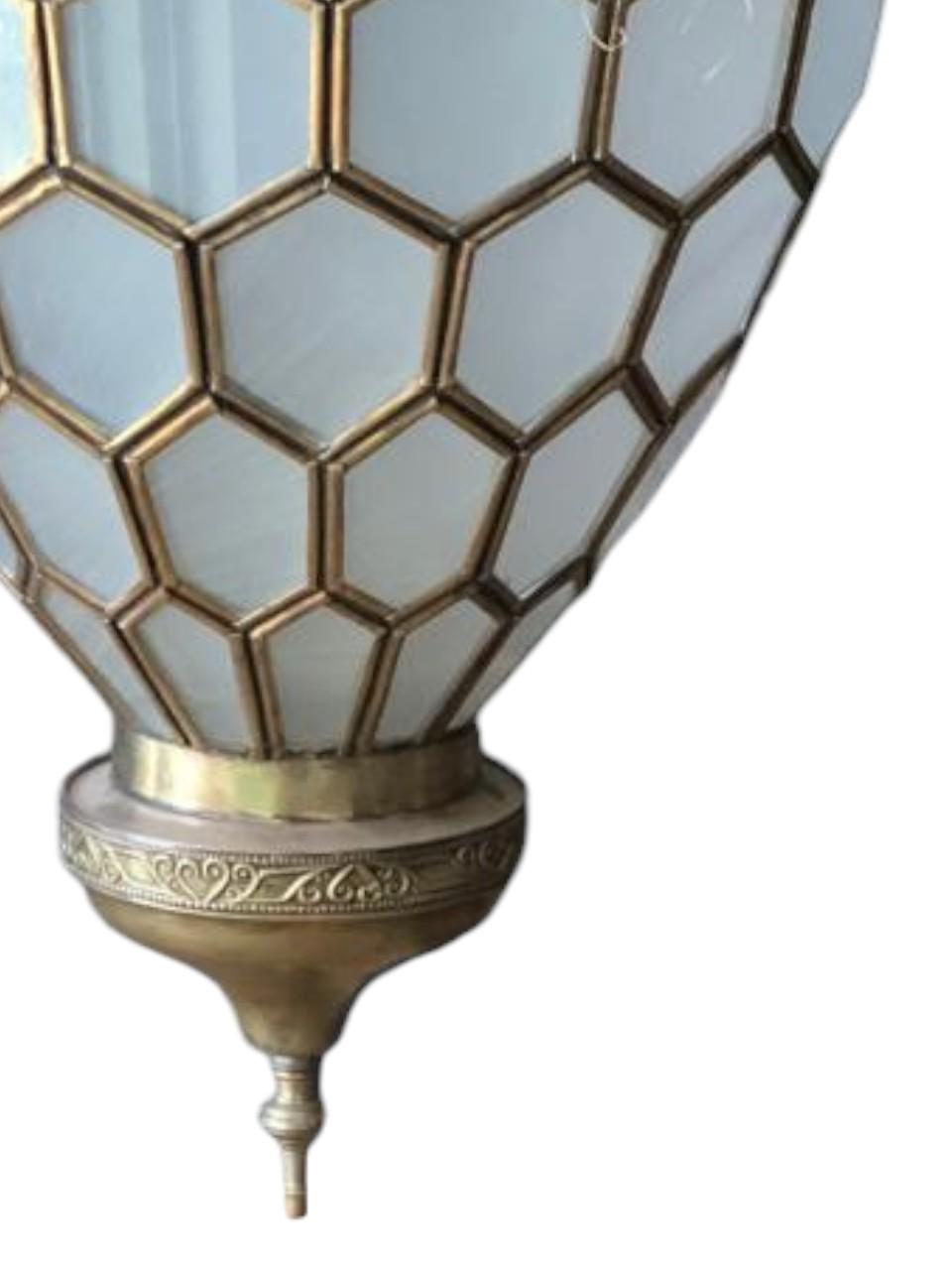Handcrafted Moroccan Milky Lamp – Brass Light Fixture, Milk Glass ...