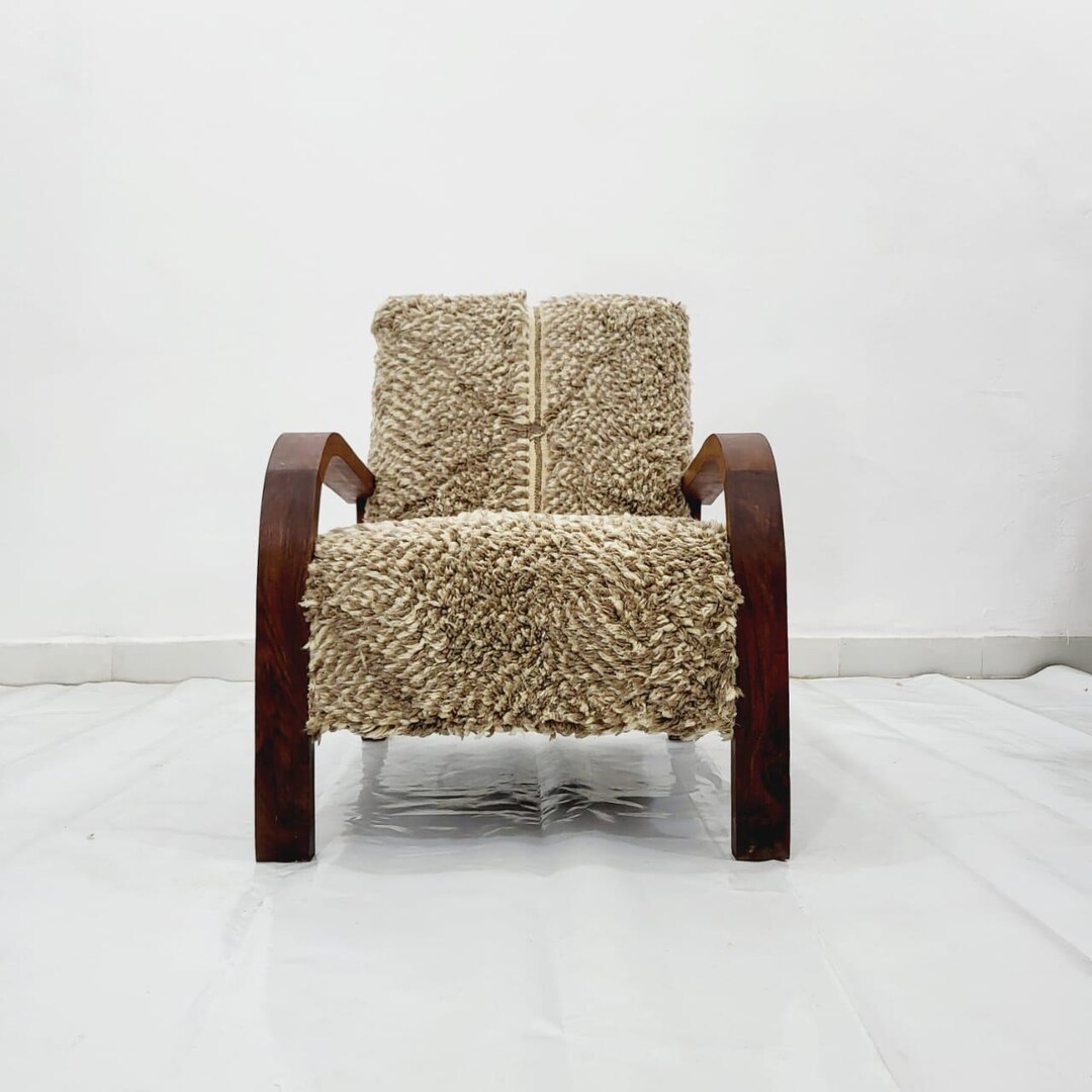 Set of 1 Midcentury Lounge Chair, Kilim Rug Armchair, Retro Lounge ...