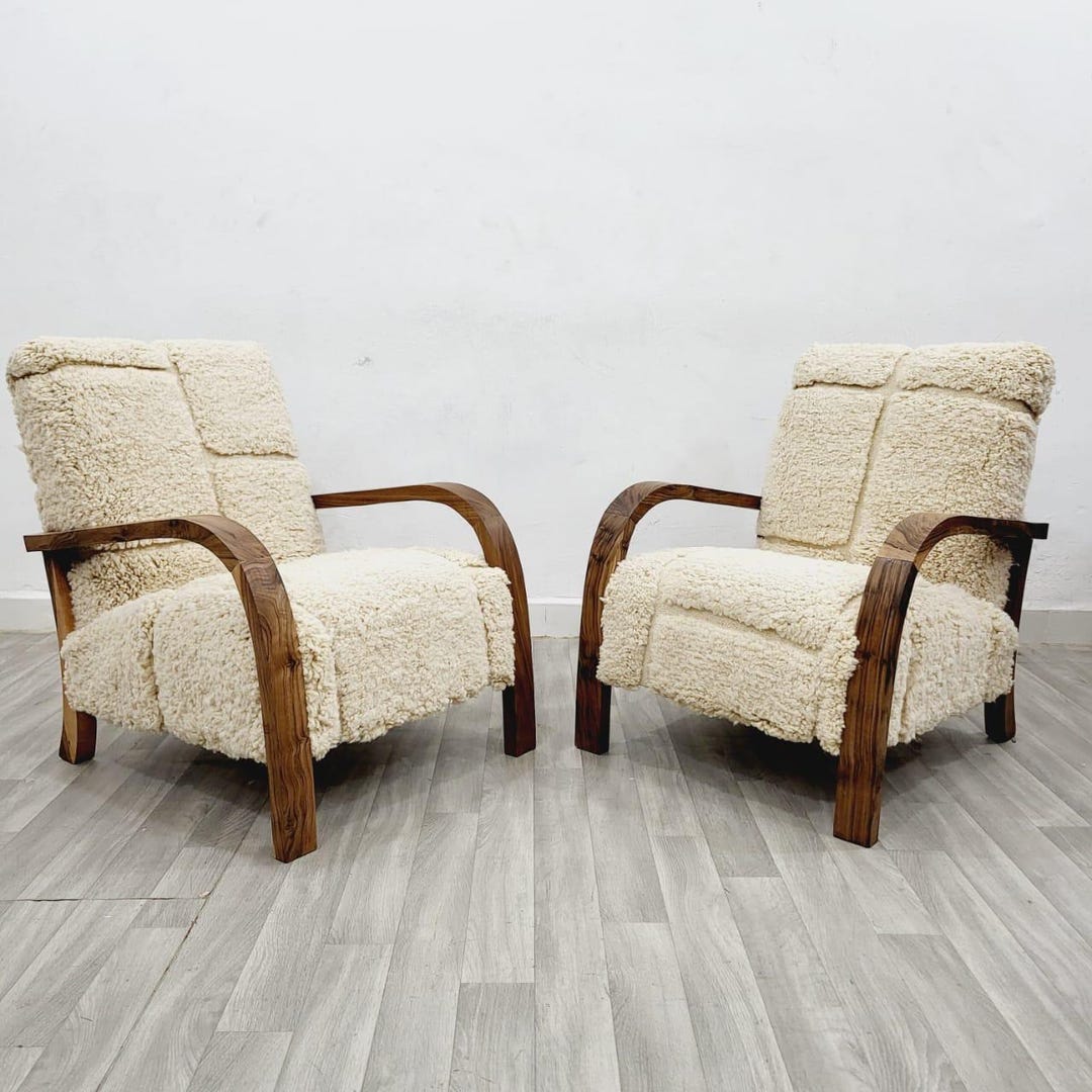 Set of 2 Midcentury Lounge Chair, Kilim Rug Armchair, Retro Lounge ...