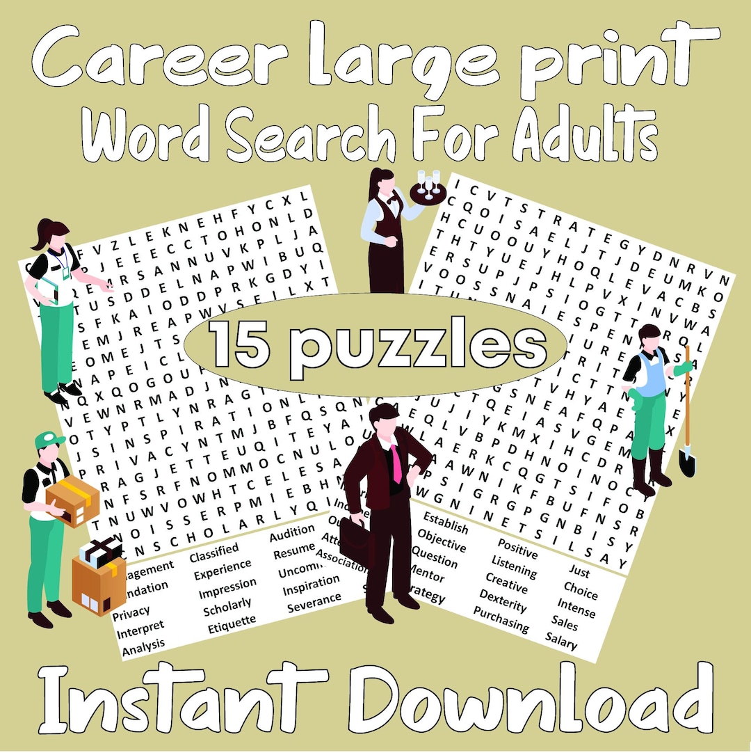 Career Large Print Word Search for Adults : Activity Games for Adults ...