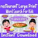 Restaurant Word Search Puzzles for Kids: Large Print (PDF Download) - Etsy