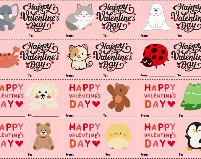 Printable Valentine’s Day Cards for Kids | 12 Cuttable Classroom Cards ...