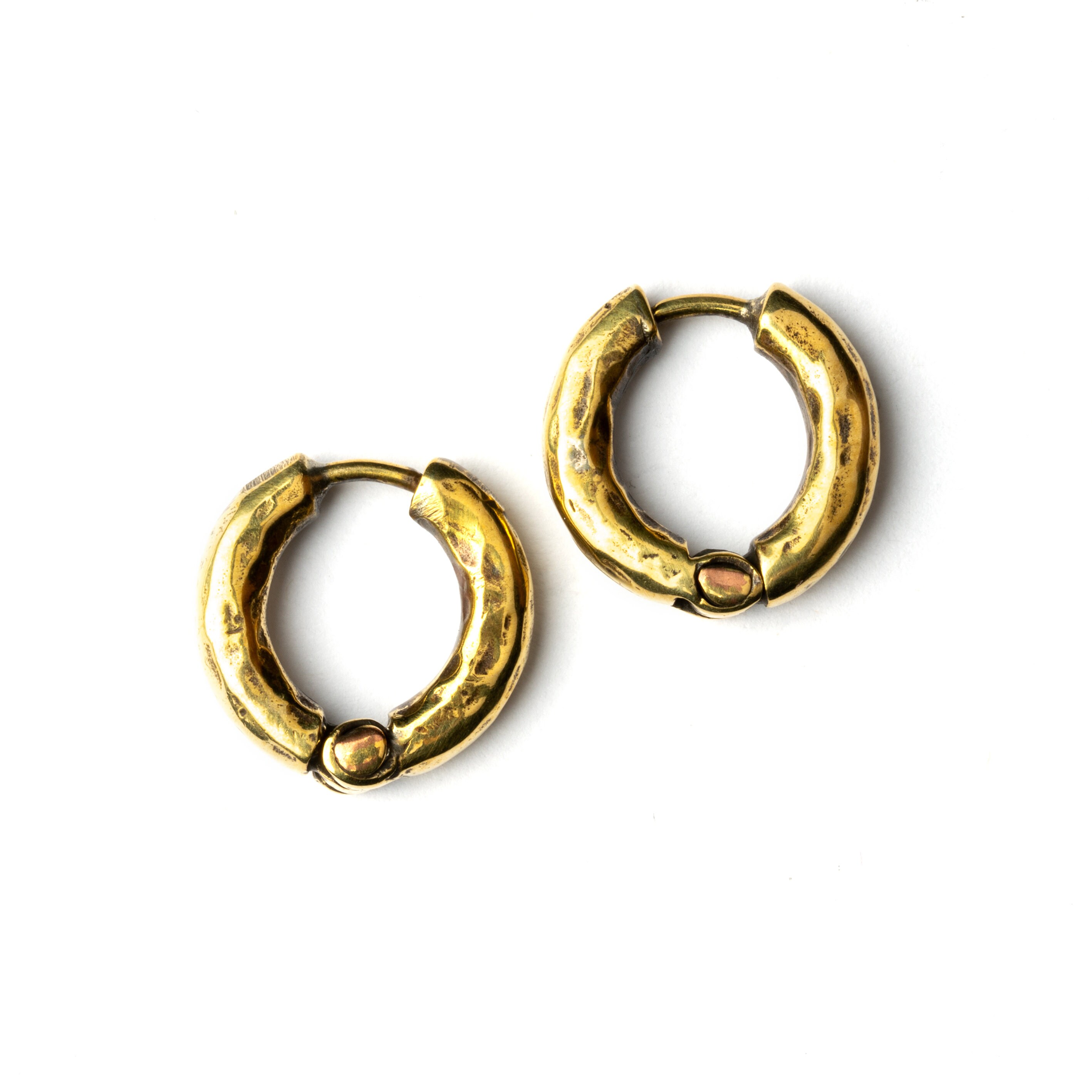 Hammered Brass Hoop Earrings Antique Gold Colour Chunky Hoops | Etsy