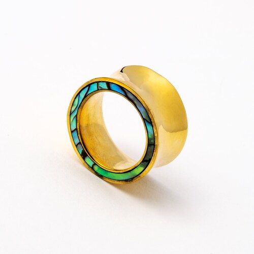 Stone Ear Tunnel Opalite Double Flare Concave Organic Stone | Etsy