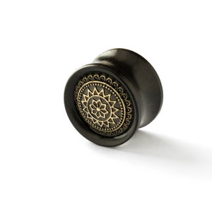 Ebony Wood Tribal Sun Ear Plugs for Stretched Ears 8mm (0g) -16mm (5/8 ...
