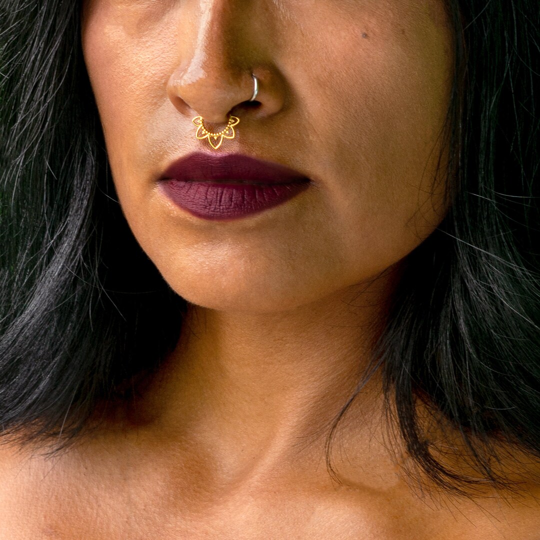 Gold Lotus Flower Septum Clicker Surgical Steel Hinged - Etsy