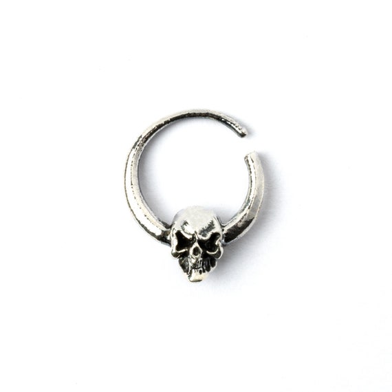 925 Silver Skull Septum Ring Piercing Ring Size 1.2mm 16g - Etsy
