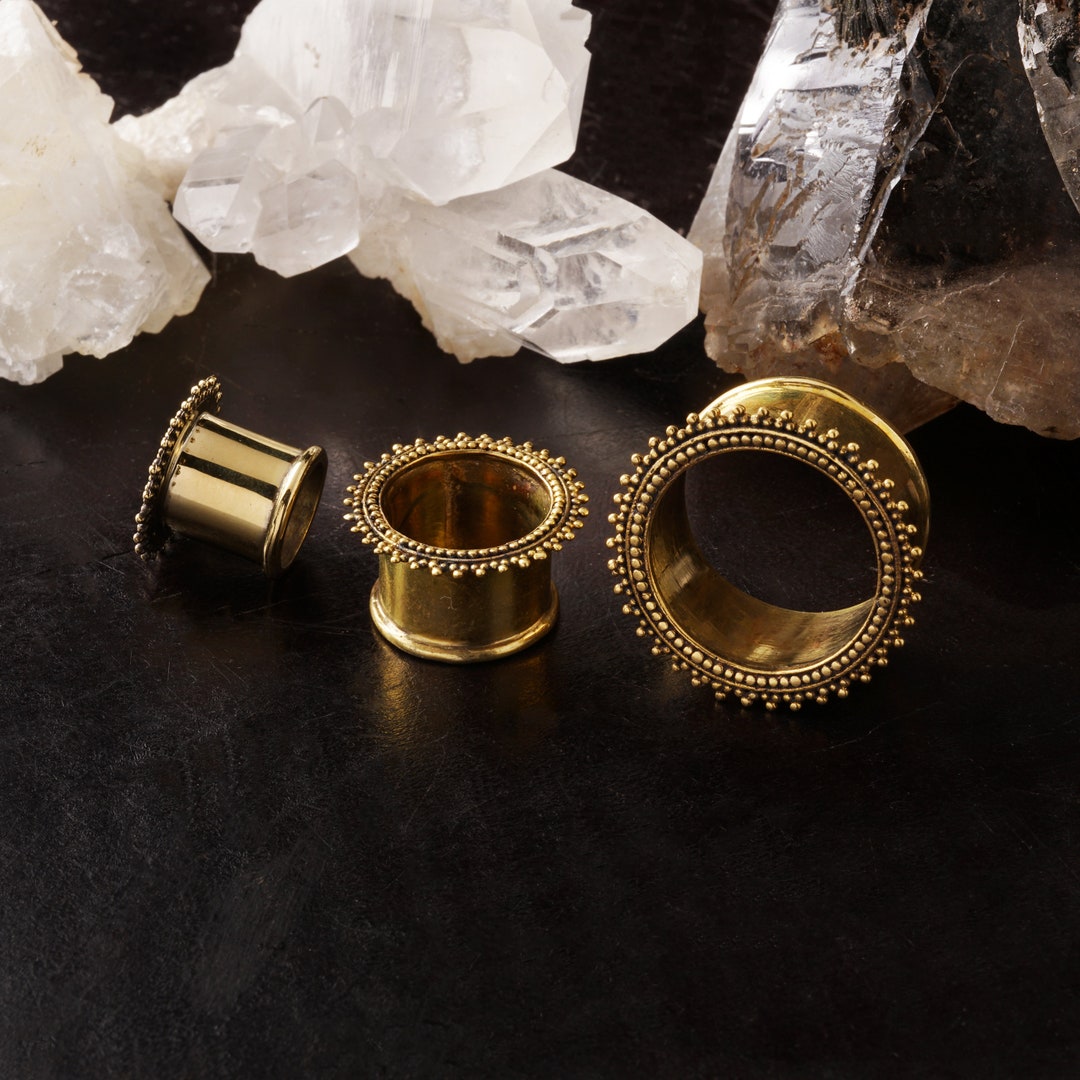 Indian Ear Tunnels, Ethnic Tribal Antique Gold Plug Tunnels, Ear Plugs ...
