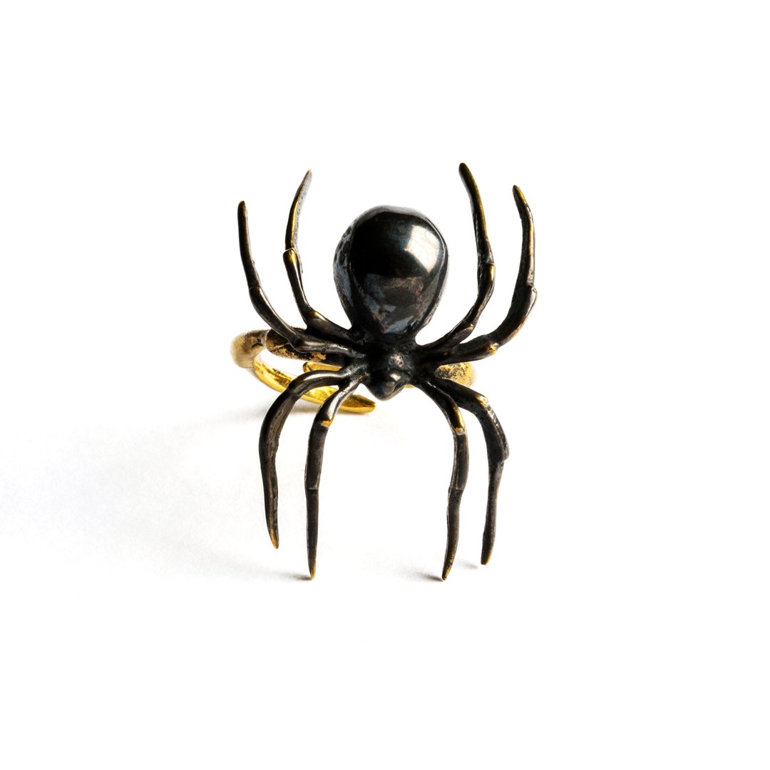 Black Widow Spider Ring, Gothic Dark Statement Ring Adjustable in Size ...