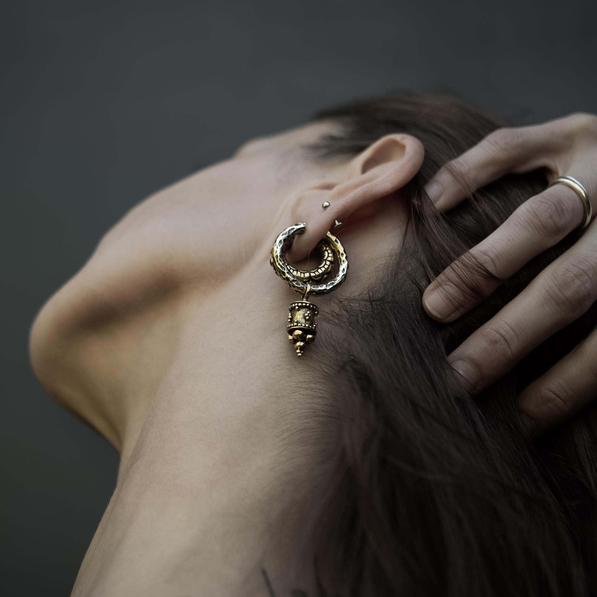 Golden Afghan Ear Weight Hoops, Ear Weights Hangers for Stretched Ears ...