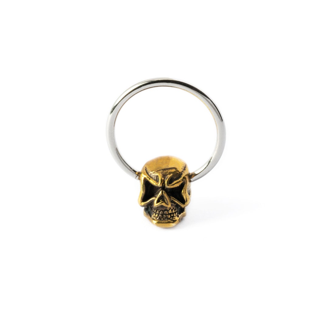 Pirate Skull CBR, Bead Closure Ring Surgical Steel Golden Skull ...