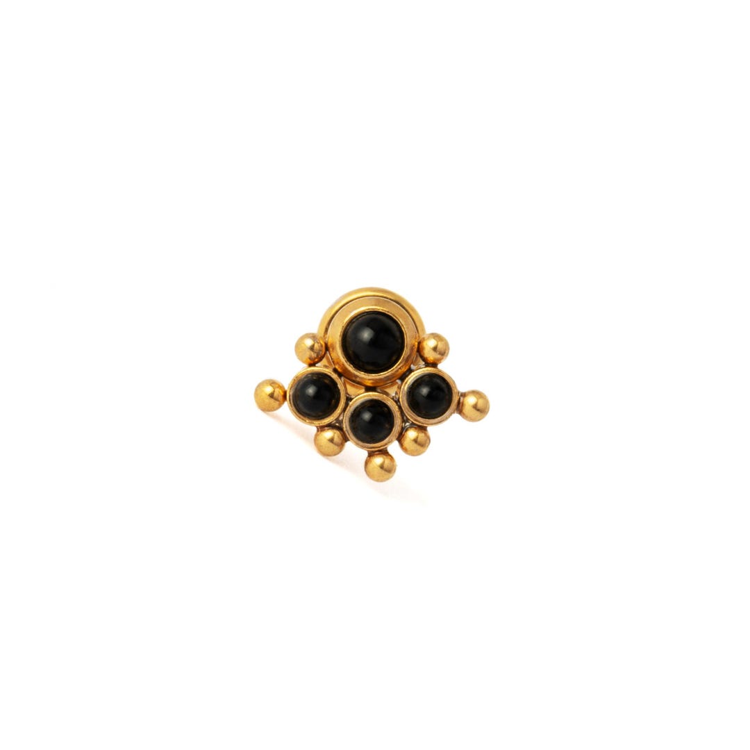 Quatro Onyx Labret, 1.2mm/16g Gold Surgical Steel Internally Threaded ...