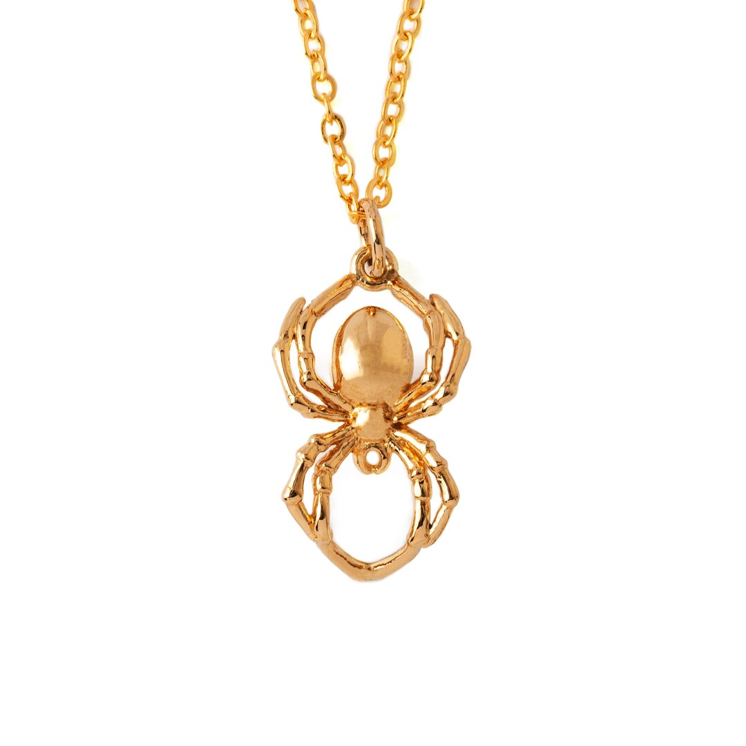 Spider Charm Necklace, Golden Spider Pendant Comes on a Chain Necklace ...