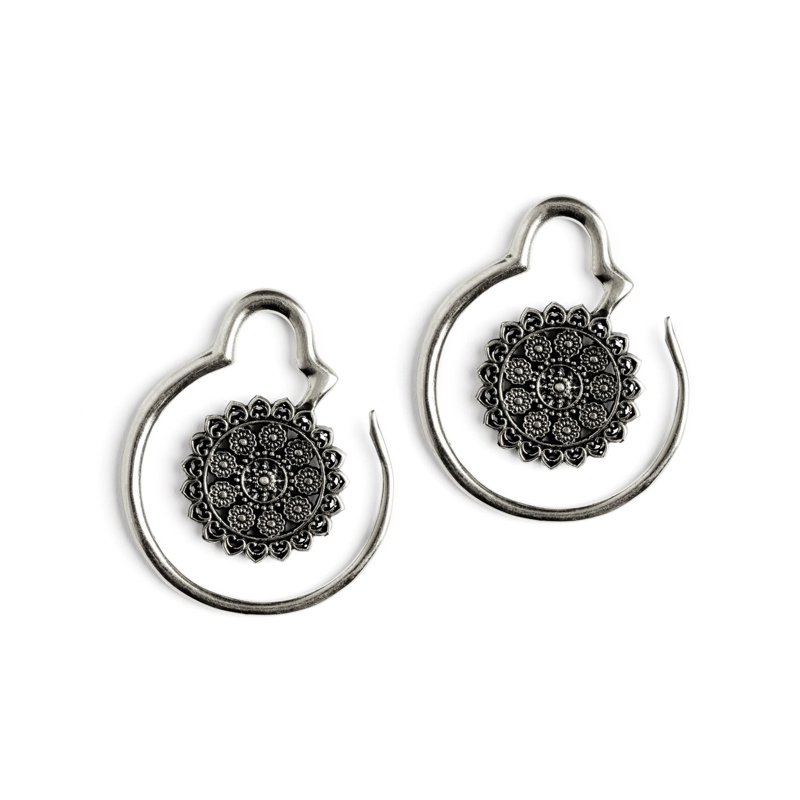 Filigree Flower Ear Hangers for Stretched Ears Ear Weight - Etsy