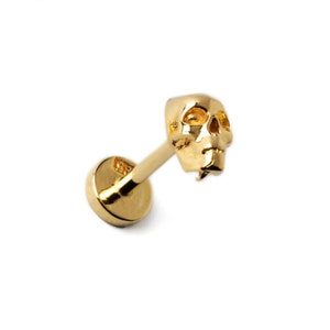 14k Gold Skull Labret Stud Internally Threaded Screw on - Etsy