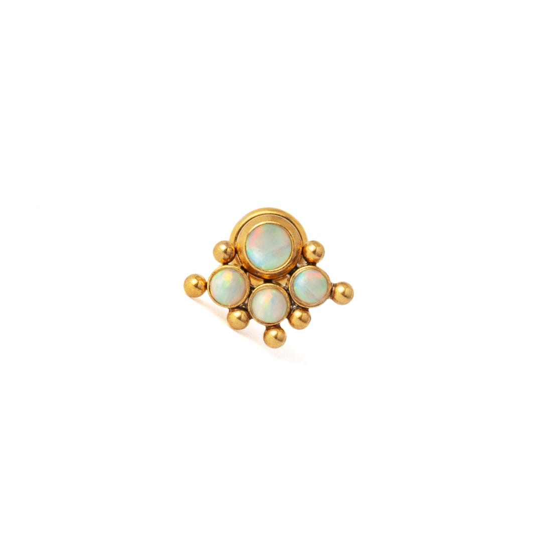 Quatro White Opal Labret, 1.2mm/16g Gold Surgical Steel Internally ...