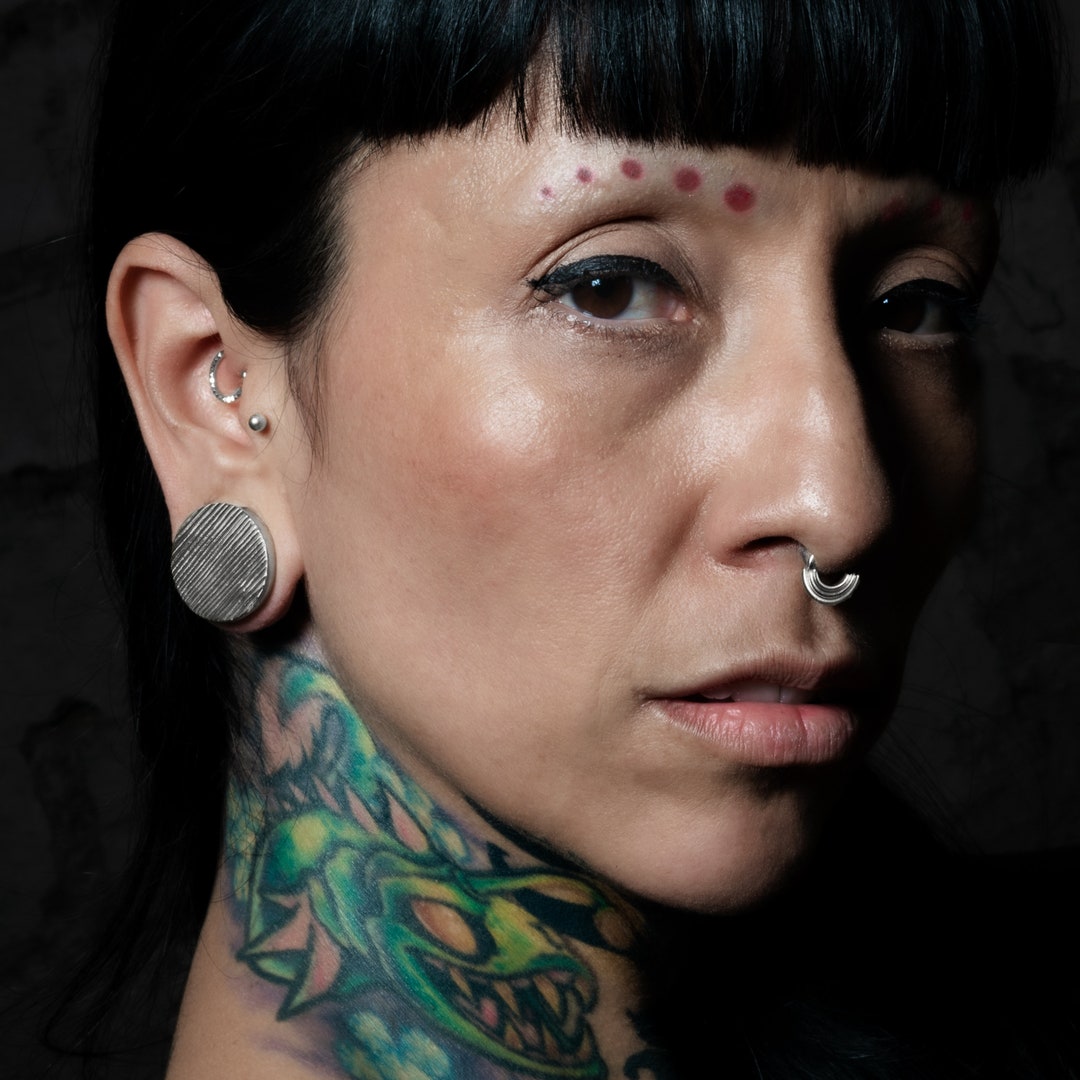 Scratched Silver Ear Plugs, Stretched Ears Gauge Earrings, Plug Gauges ...