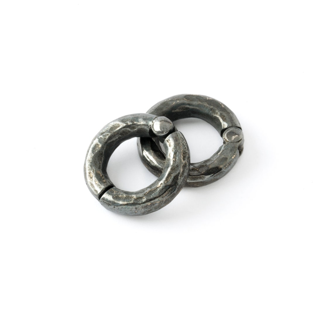 Black Silver Ear Weight Hoops, Ear Weights Hangers 3mm/8g, 4mm/6g Stretched Ears Stacking Gauge ...