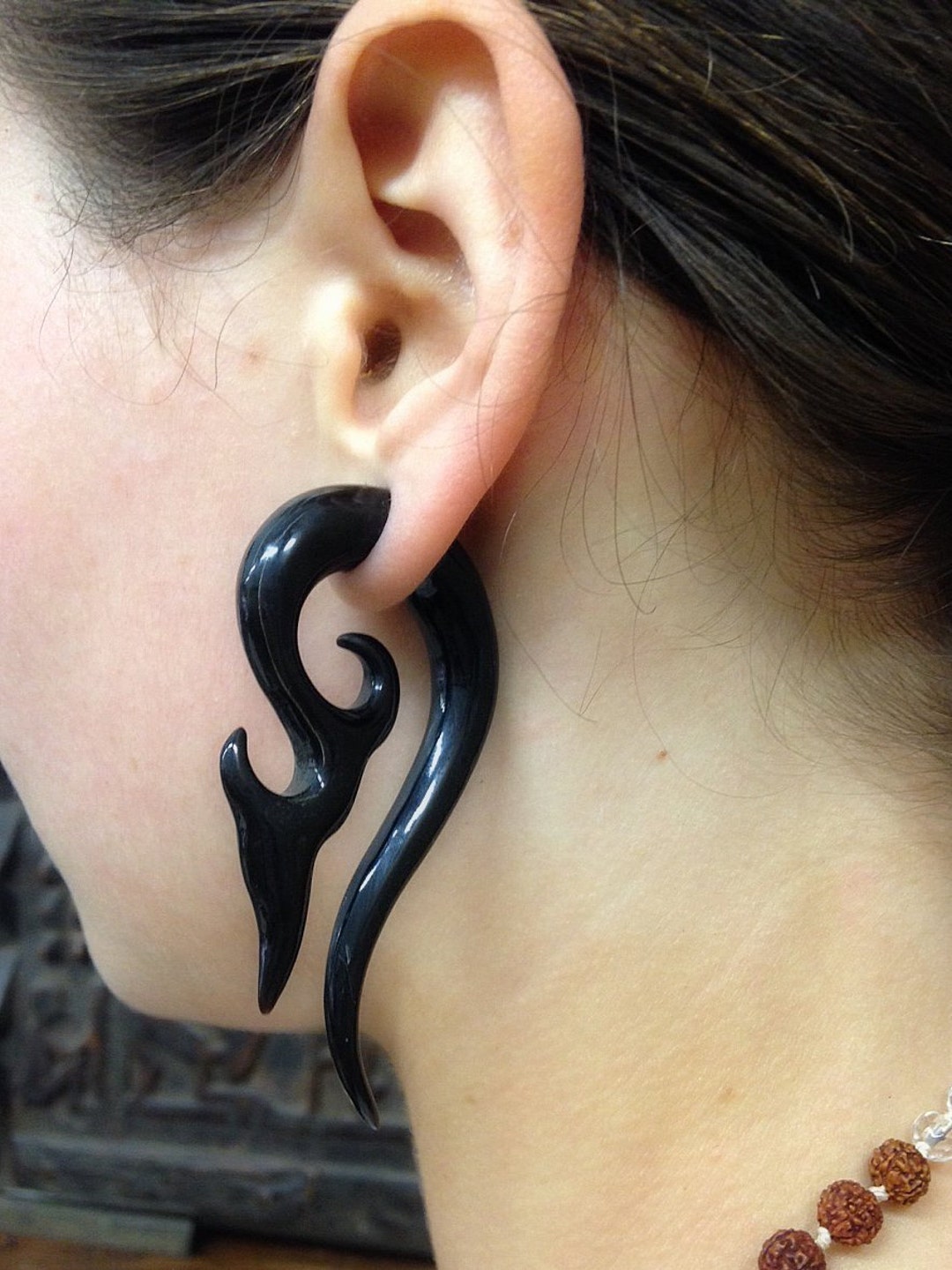 Black Ear Stretcher, Stretched Ears Hangers 4mm(6g) - 14mm (9/16 ...