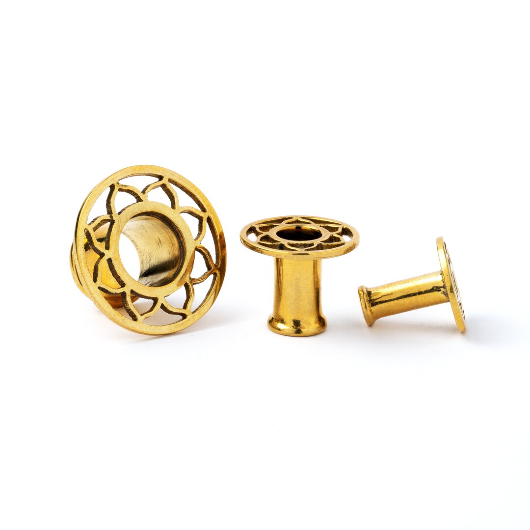 Geometric Flower Plug Tunnels, Plug Earrings for Stretched Ears 4mm/6g ...